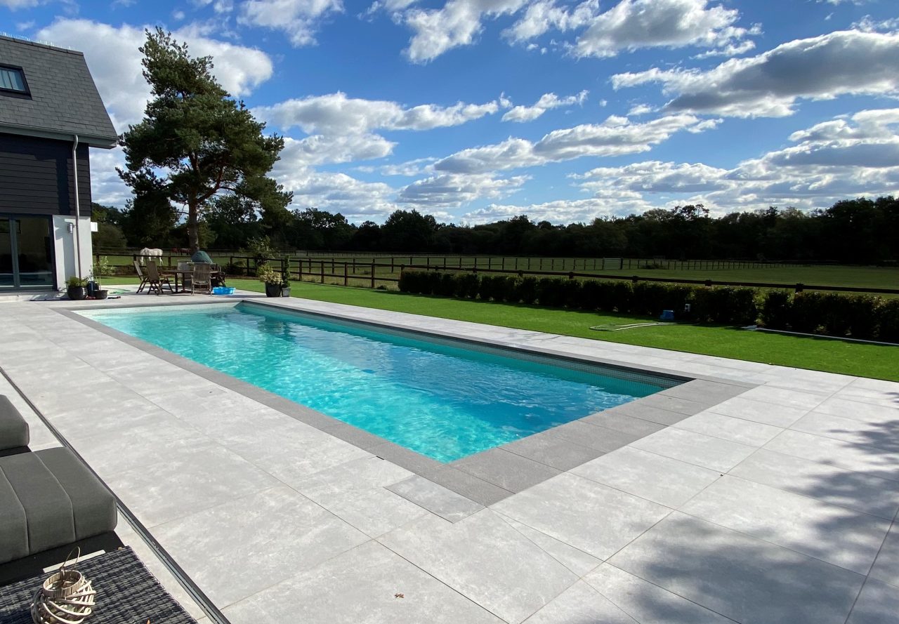 Sarum Grey Pool tile surround - Cranbourne Stone